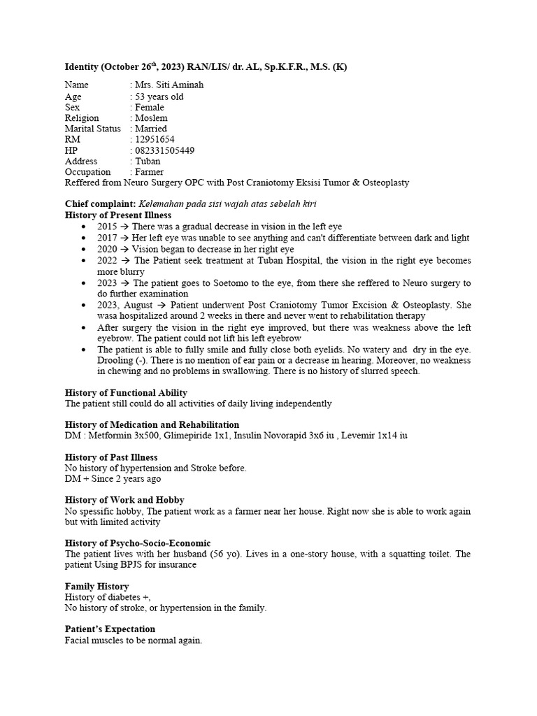 Visual Disturbance Et Parese of Left Temporal Branch | PDF | Anatomy ...