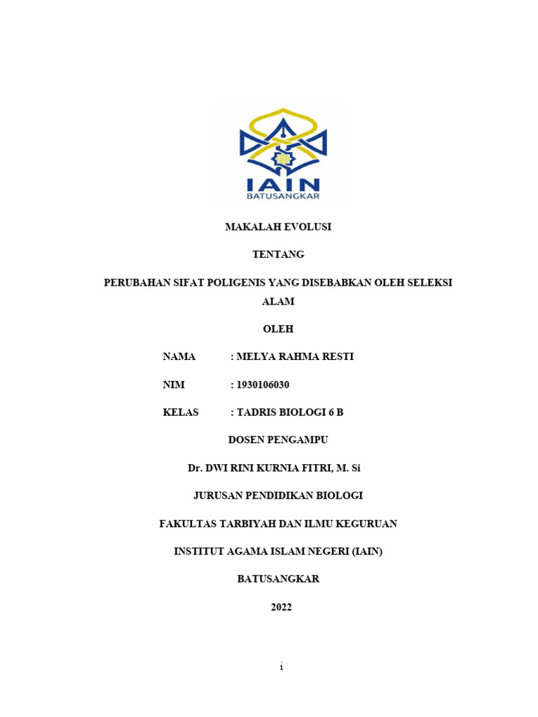 Makalah 8 Evolusi - Melya Rahma R. | PDF