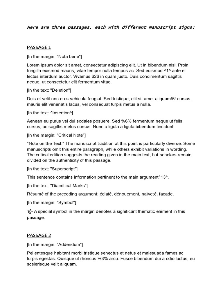 PASSAGES WITH DIFFERENT MANUSCRIPT SIGNS | PDF