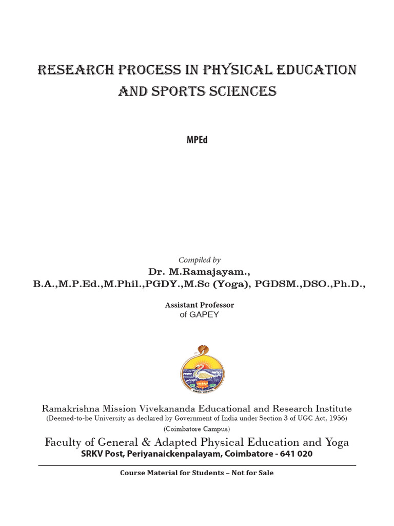 Research Methods in Physical Education | PDF | Career & Growth | Self ...