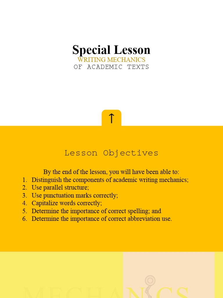 Lesson 3 Writing Mechanics of Academic Texts (Complete Handout) | PDF