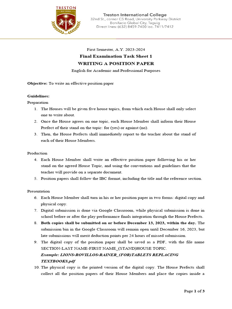 EAPP Finals Task Sheet 1 (Paper) | PDF