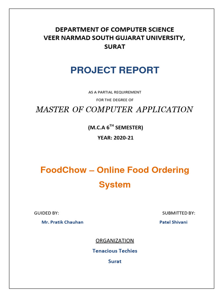 Project Report: Master of Computer Application | PDF