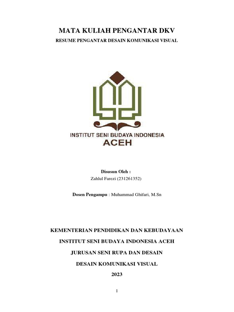 PROPOSAL Resume UAS Pengantar DKV-2023 | PDF