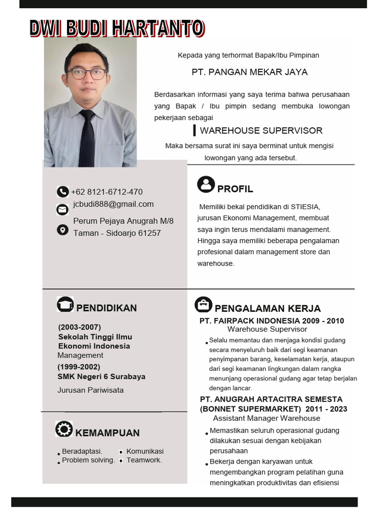 Dwi Budi Hartanto - Pt. Pangan Mekar Jaya | PDF