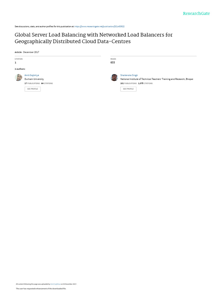 Global Server Load Balancing With Networked Load Balancers For ...