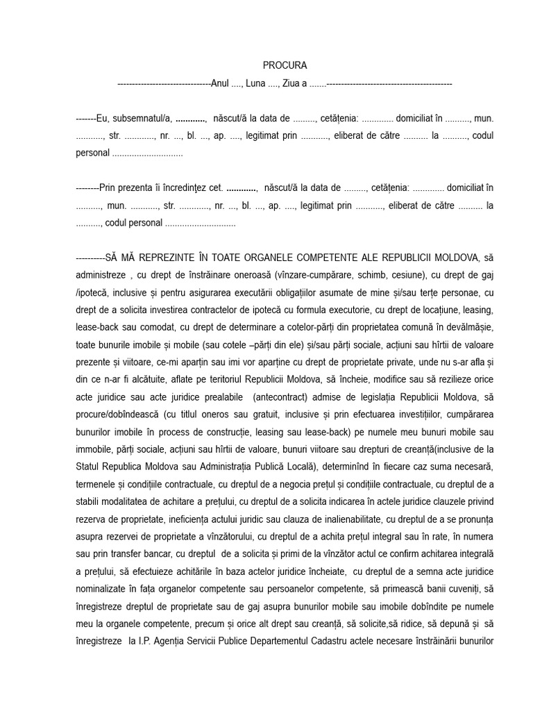 Model Procura Generala Persoana Fizica | PDF