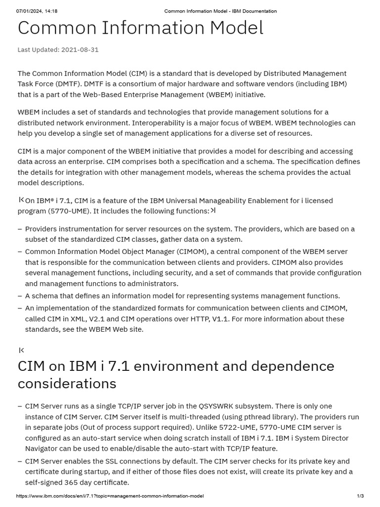 Common Information Model - IBM Documentation | PDF