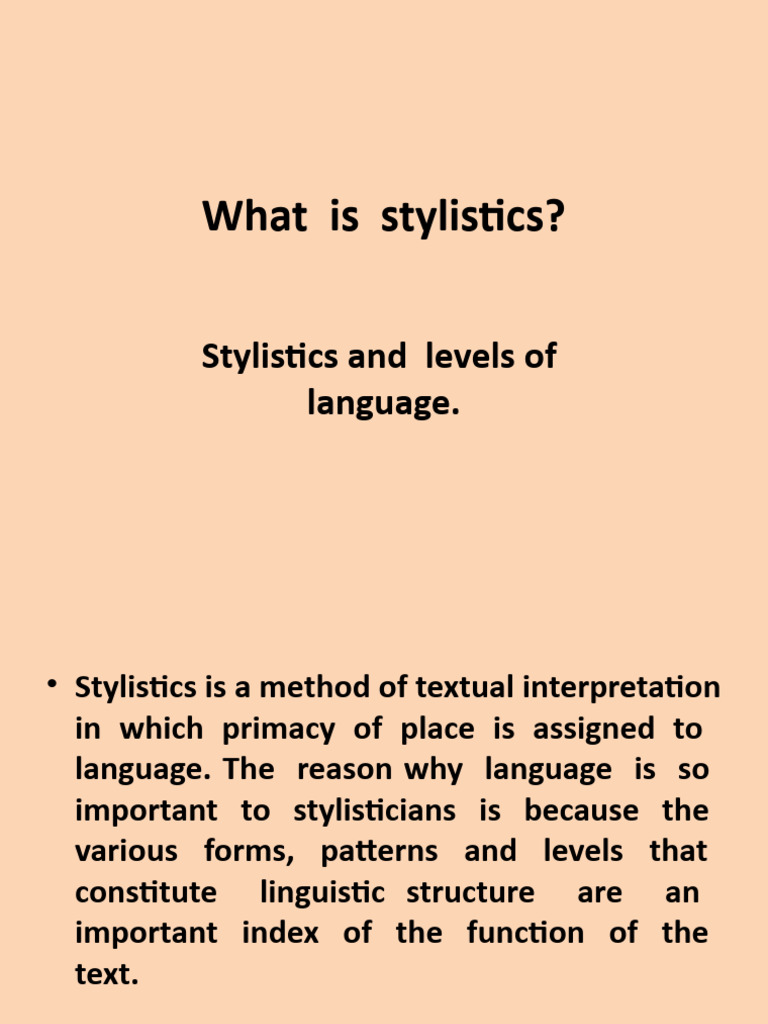 What Is Stylistics | PDF