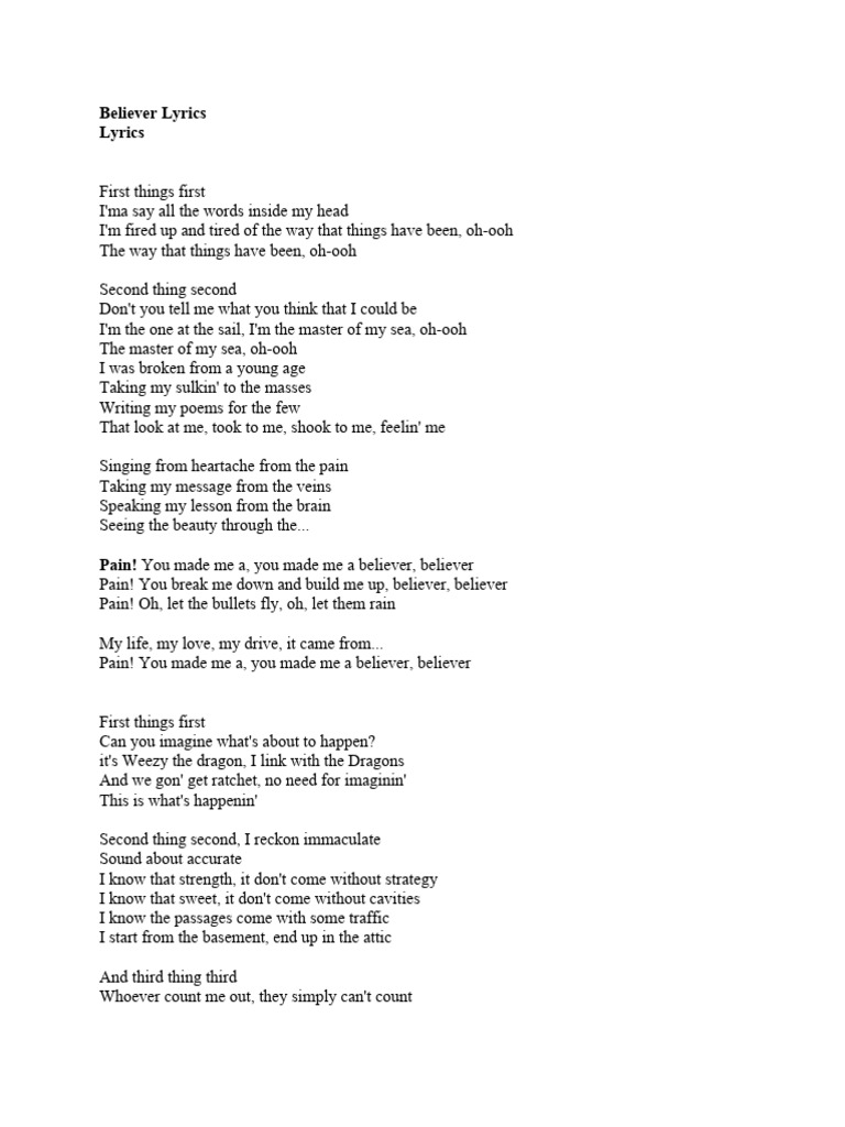 Believer Lyrics | PDF