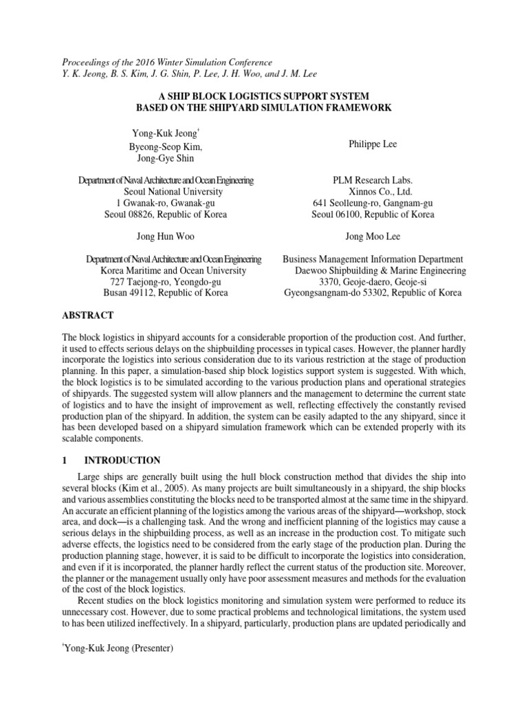 A Ship Block Logistics Support System Based On The Shipyard Simulation ...