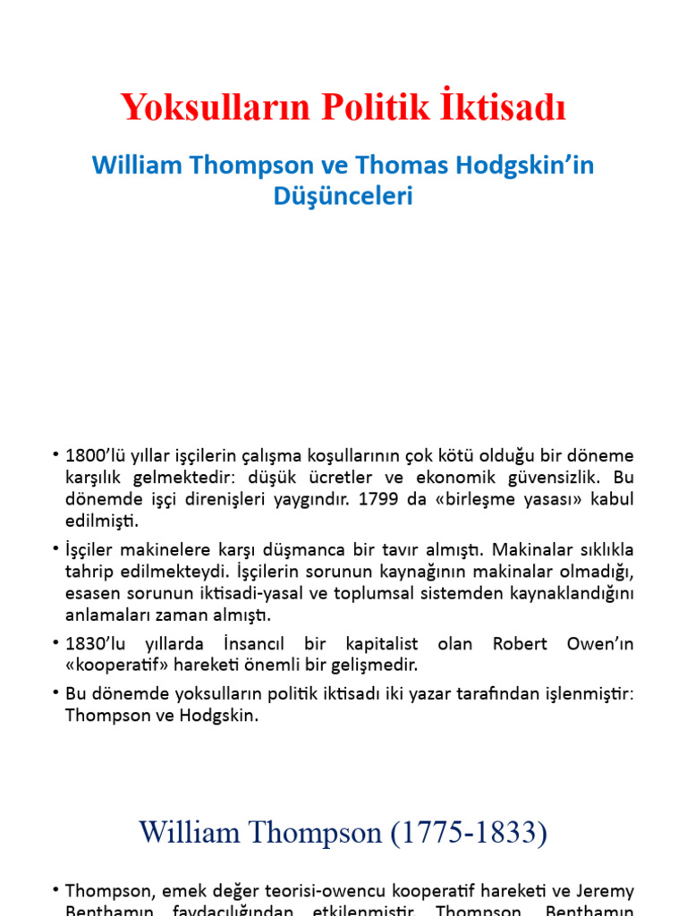8 Hafta William Thompson Ve Thomas Hodgskin | PDF