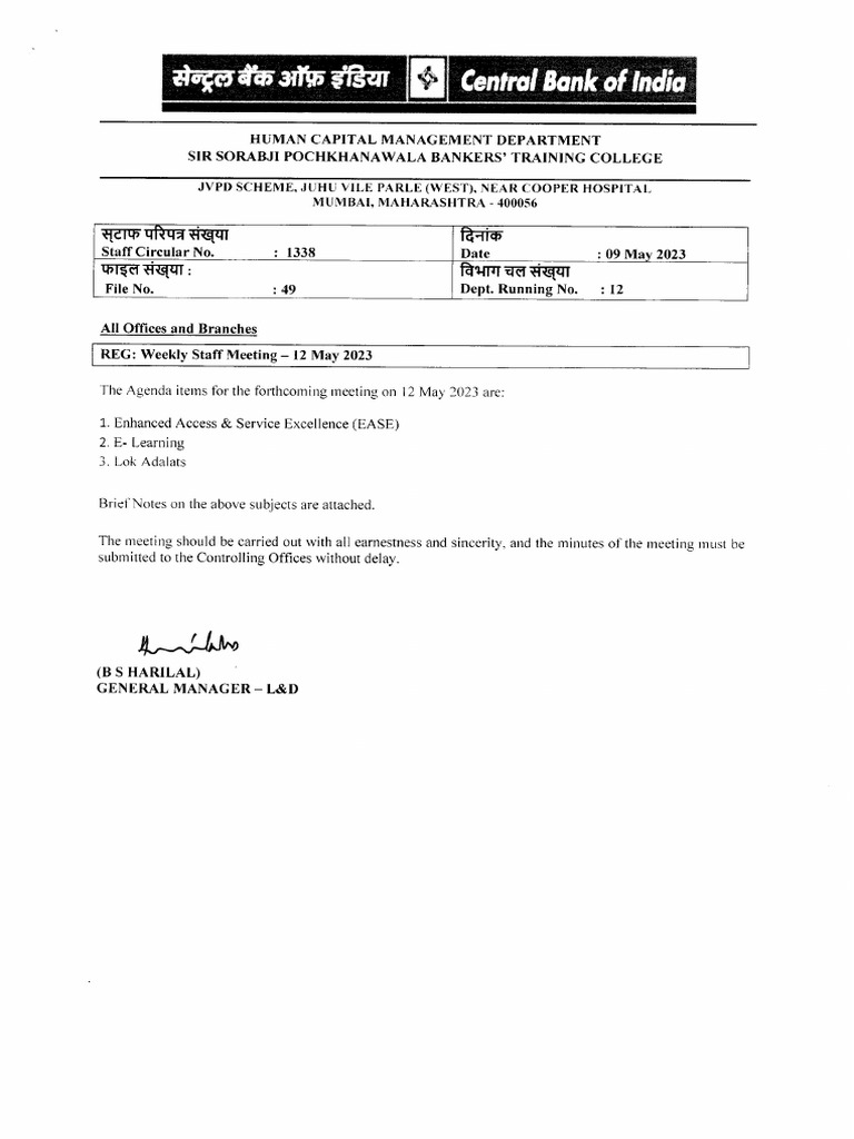 Weekly Staff Meeting 12 May 2023 | PDF
