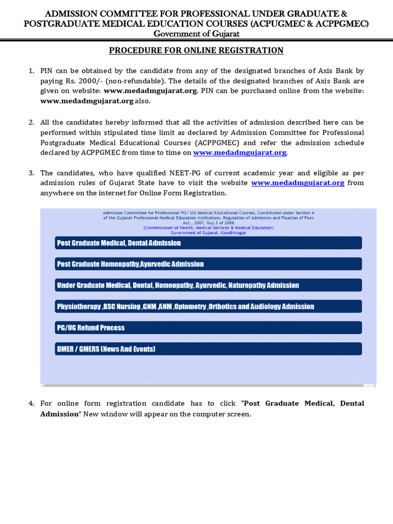 Procedure For Online Registration - PG | PDF