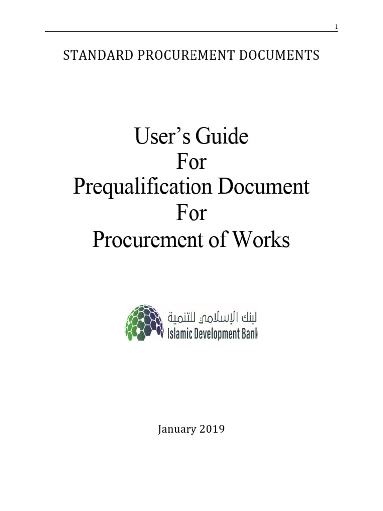 IsDB - User' S Guide For PQD For Proc of Works - January 2019 | PDF ...