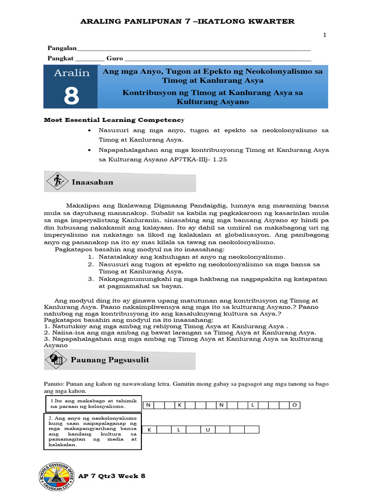 AP 7 Q3 Week 8 | PDF