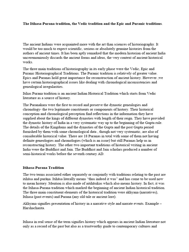 Itihas Purana Tradition | PDF