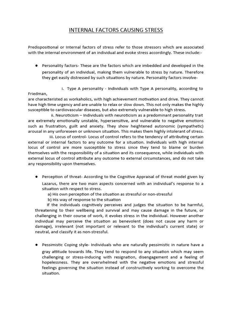 Internal Factors of Stress | PDF