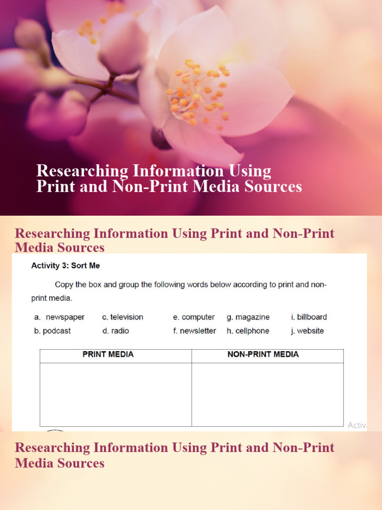 Researching Information Using Print and Non-Print Media Sources | PDF