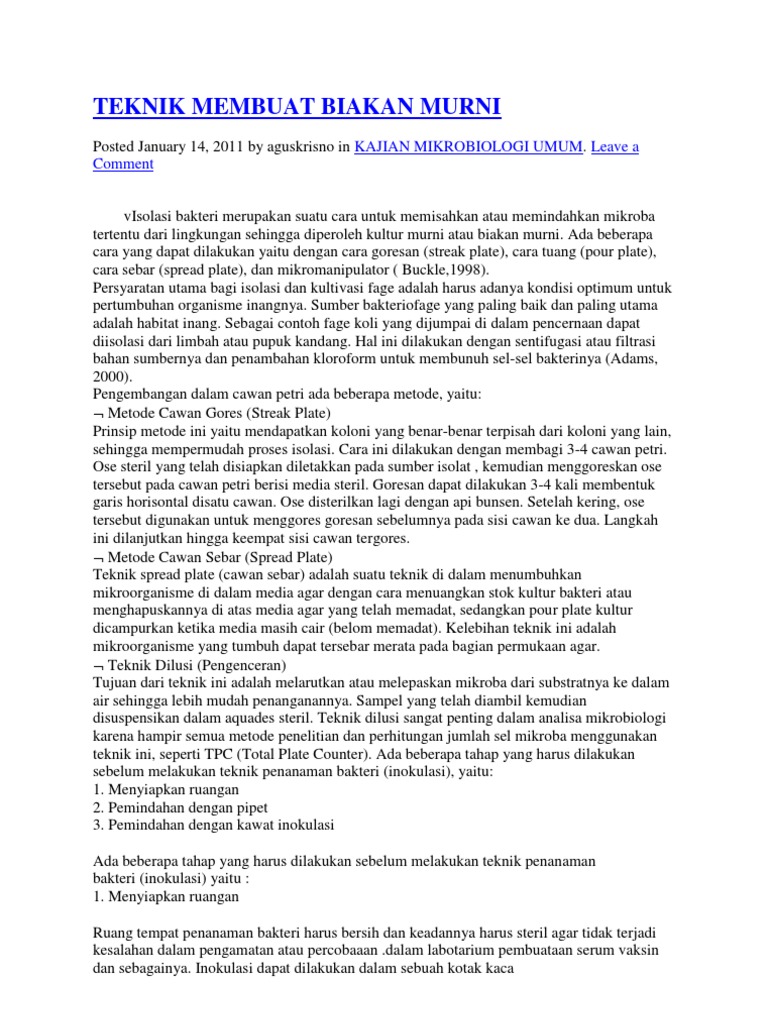 Teknik Membuat Biakan | PDF