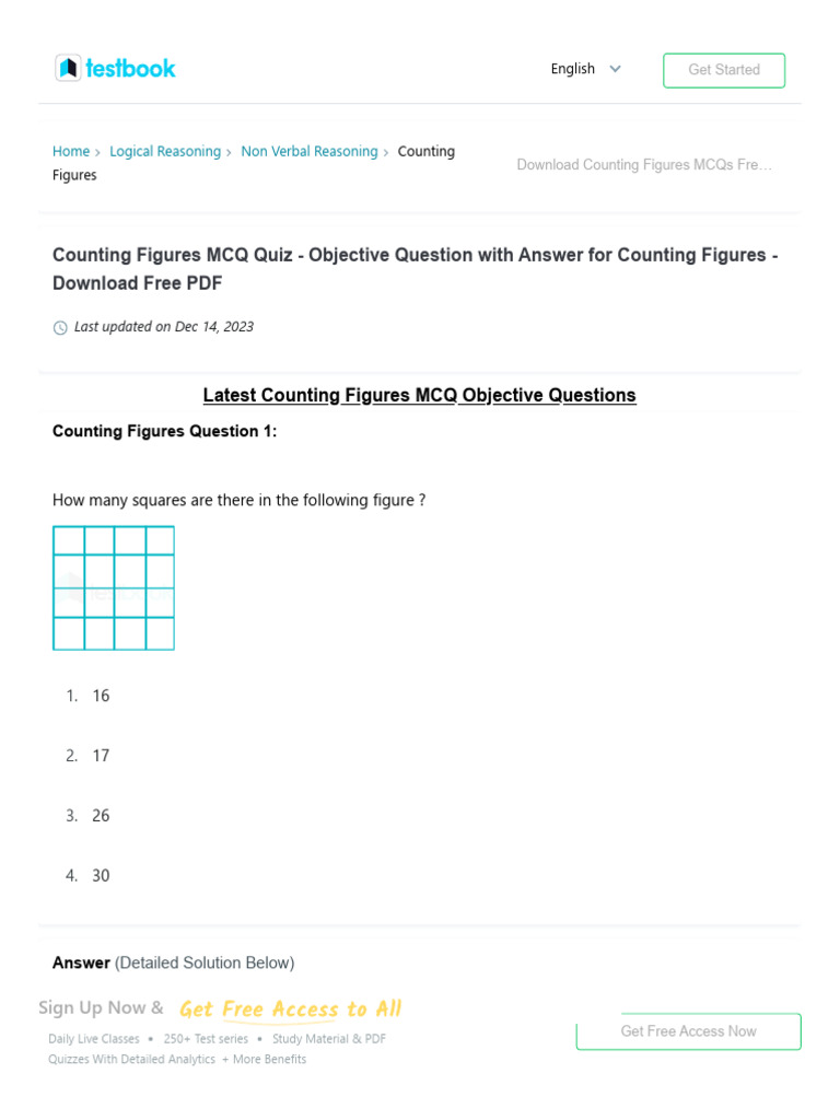 Counting Figures MCQ (Free PDF) - Objective Question Answer For Counting Figures Quiz - Download ...