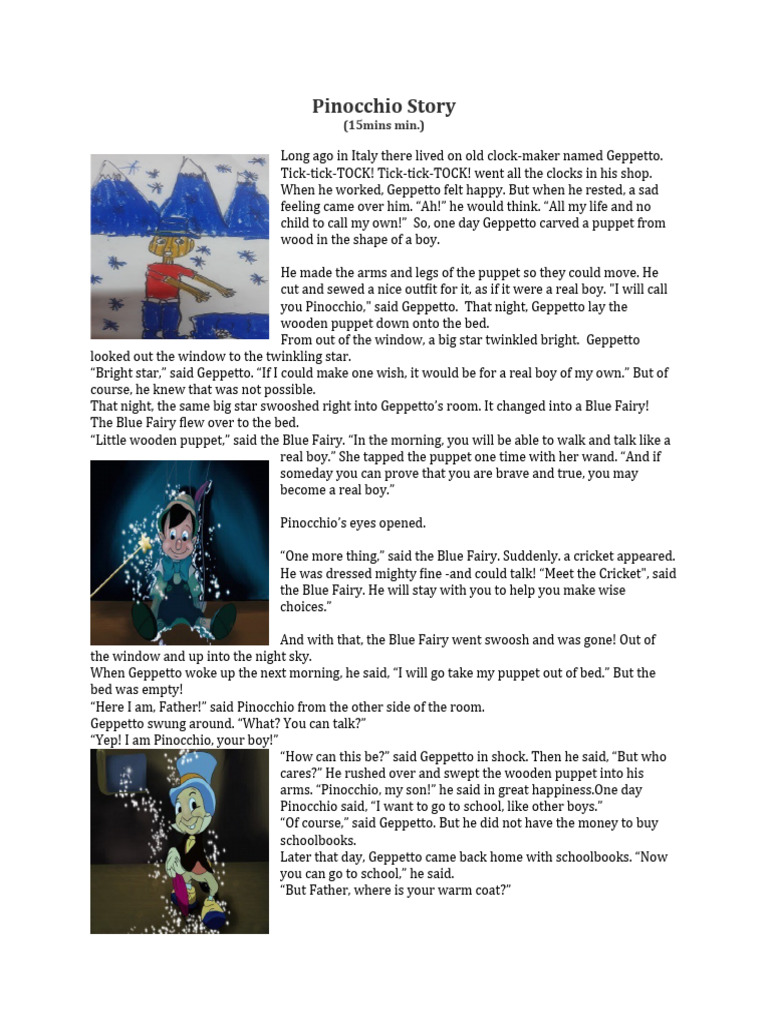 Pinocchio's Adventures for Kids | PDF