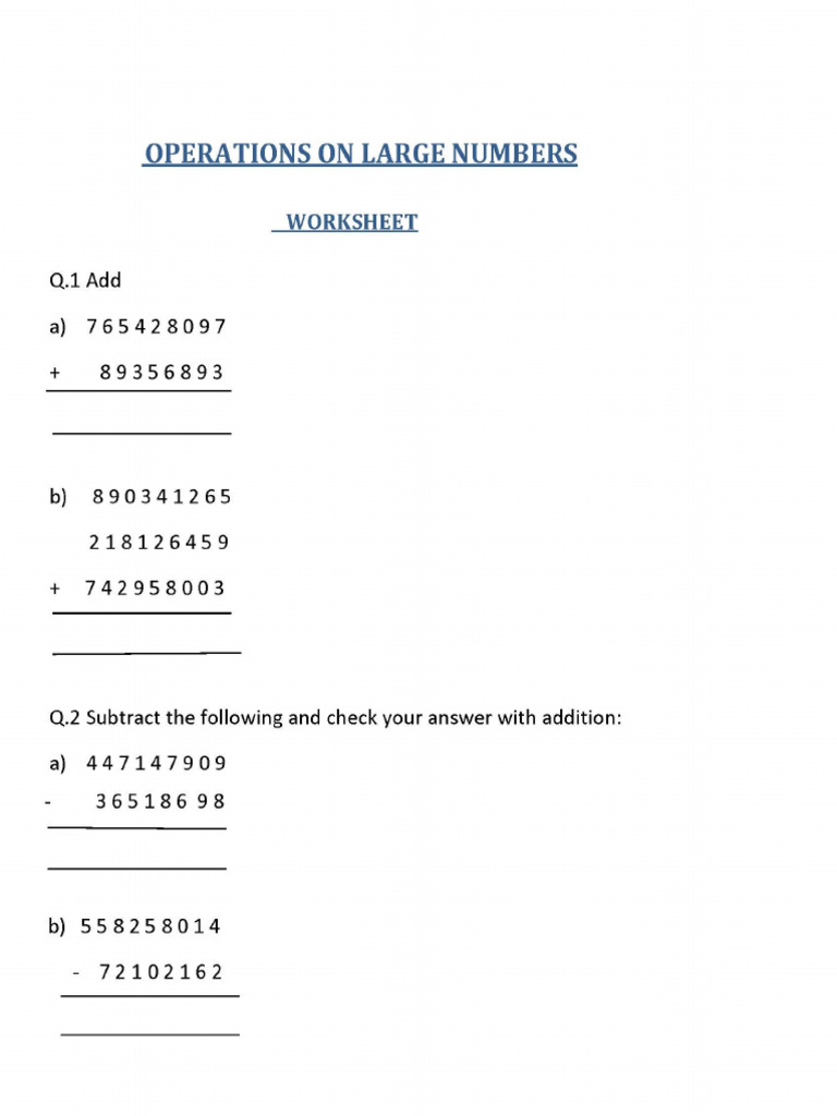 Operations On Large Numbers | PDF