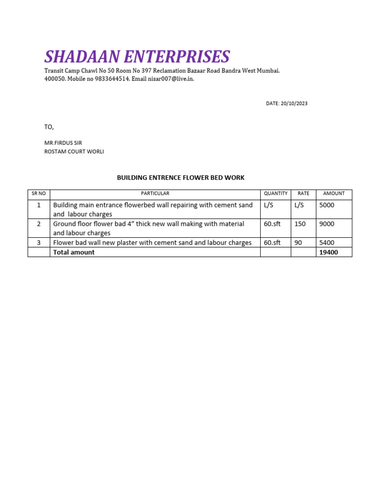 Lift Lobby Tile Fixing Work | PDF
