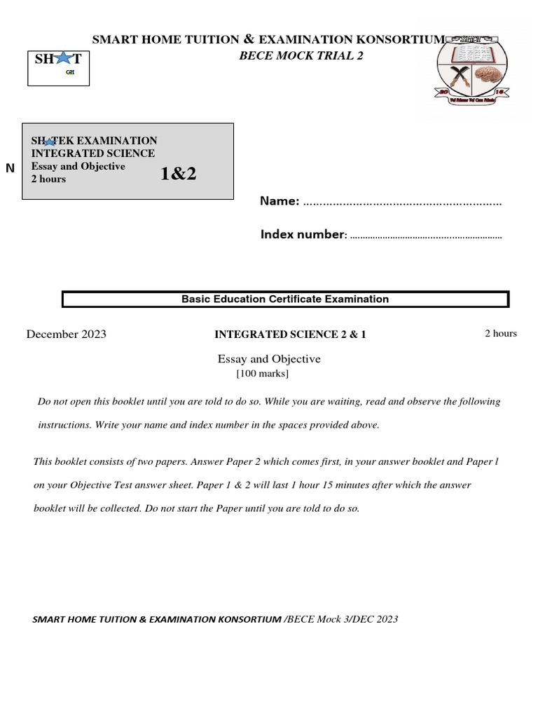 INTEGRATED SCIENCE MOCK 2 SHATEK 2 Scheme | PDF