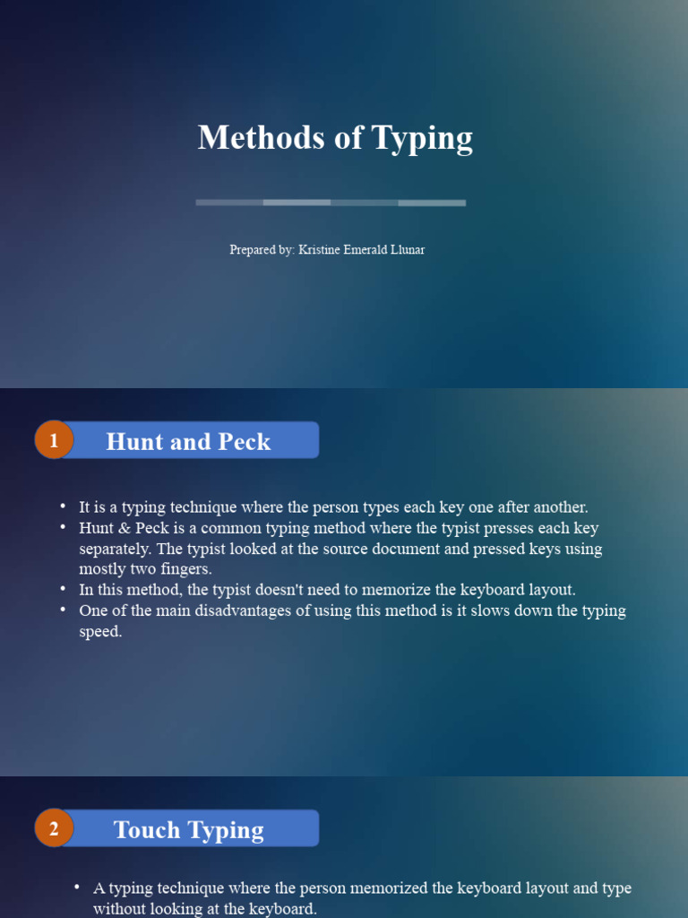 Lesson 11 Methods of Typing and Touch Typing | PDF