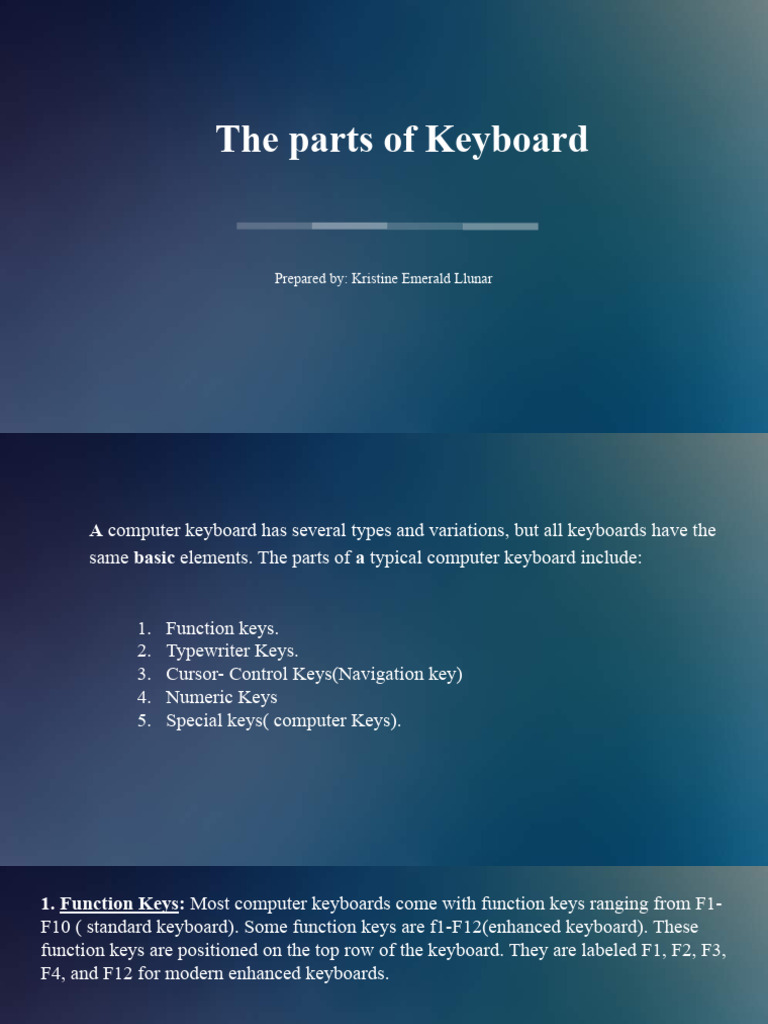 Lesson 10 The Parts of Keyboard | PDF