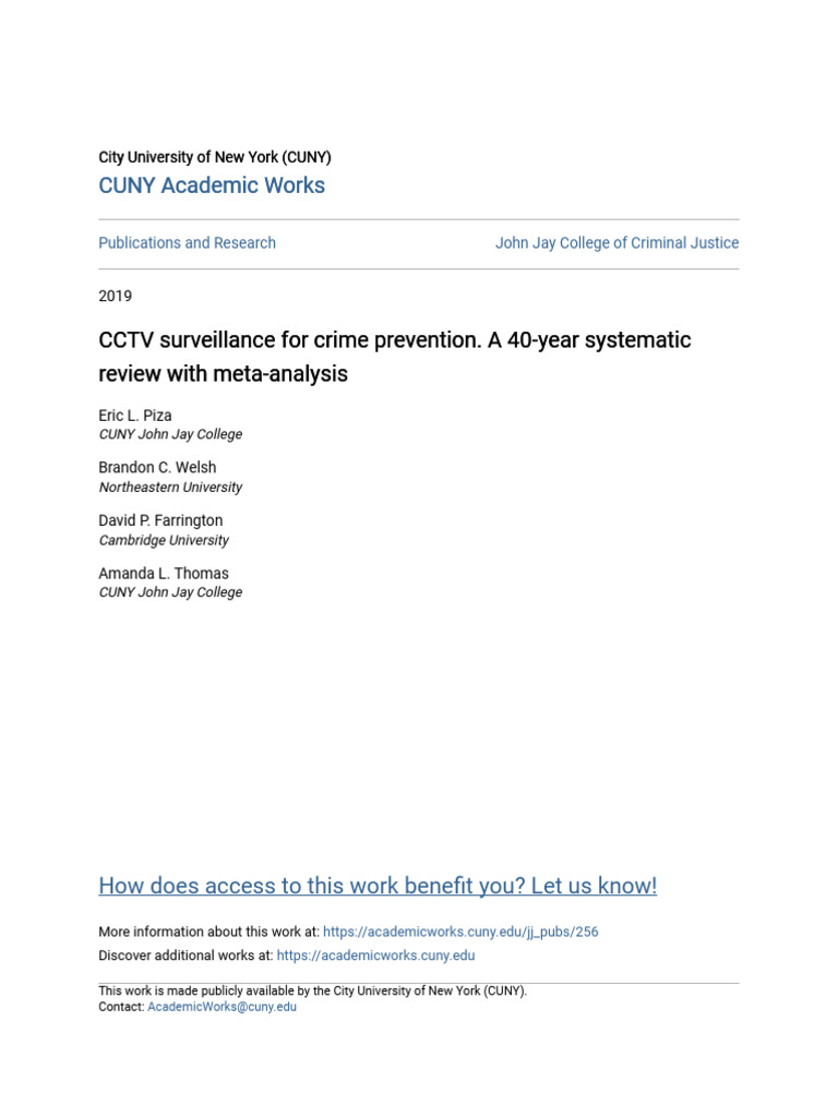 CCTV Surveillance For Crime Prevention - A 40-Year Systematic Review ...