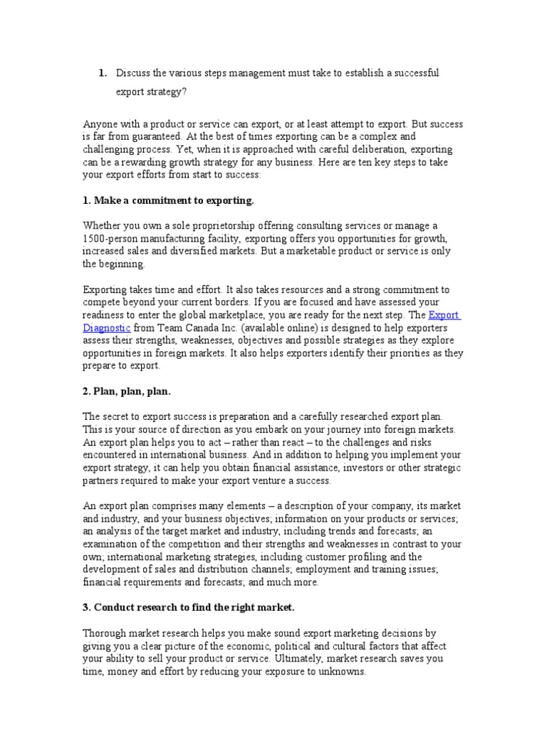 A Successful Export Strategy | PDF | Exports | Strategic Management