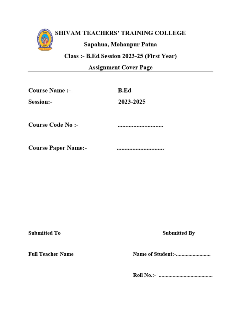 Assignment Cover Page | PDF