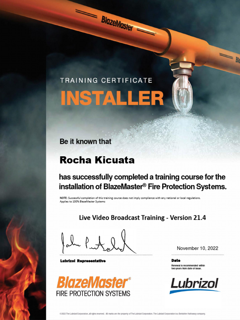 BlazeMaster Certificate Kicuata | PDF