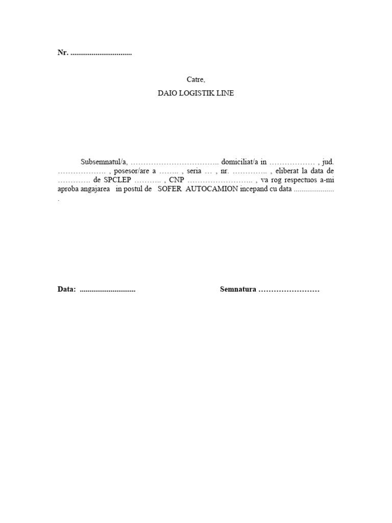 Cerere Angajare | PDF