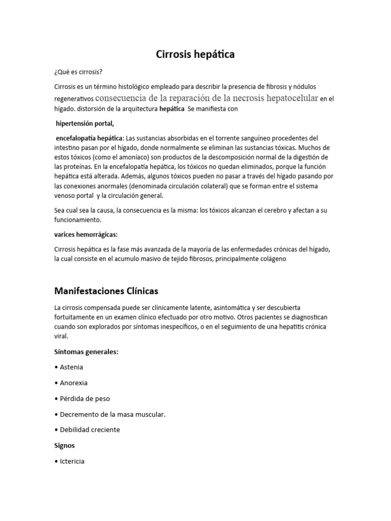 Cirrosis Hepática | PDF | Cirrosis | Hepatitis