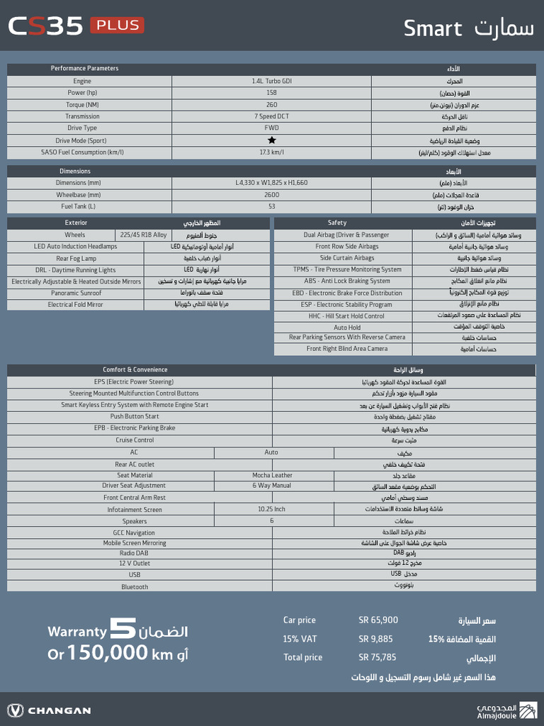 CS35 Plus Spec Sheet 2024 Updated | PDF | Anti Lock Braking System | Car