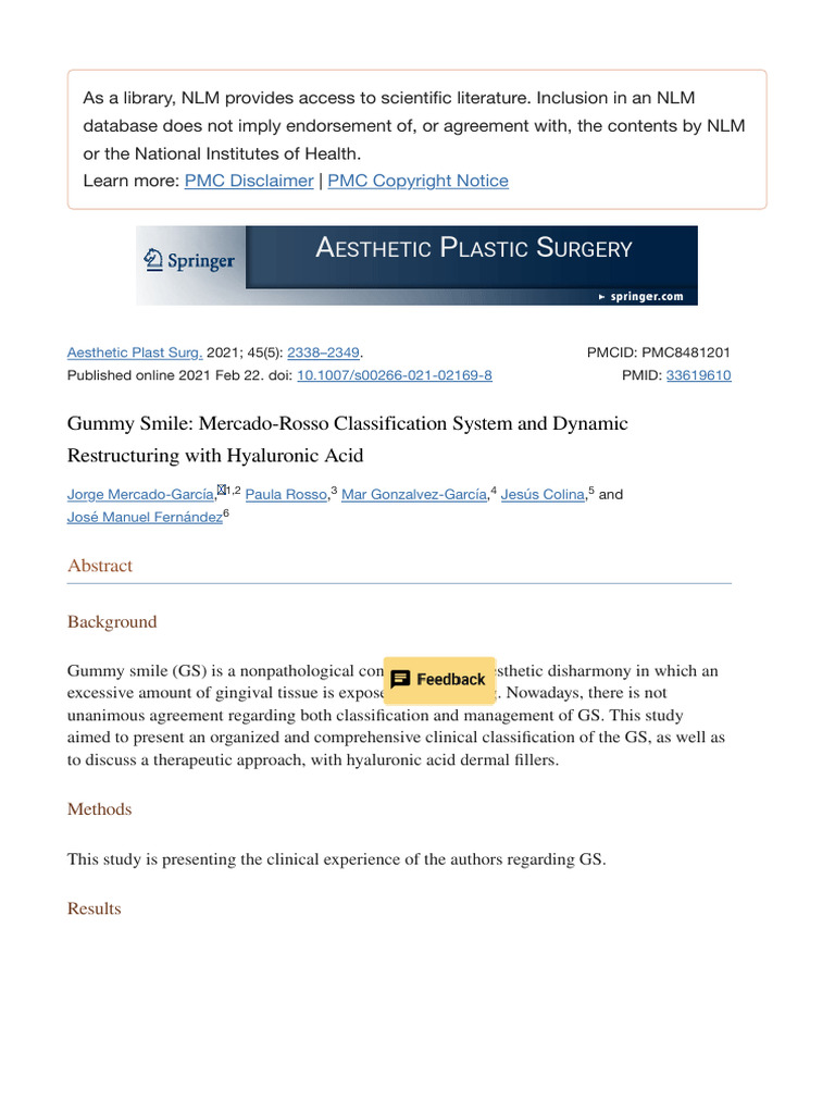 Gummy Smile- Mercado-Rosso Classification System and Dynamic Restructuring With Hyaluronic Acid ...