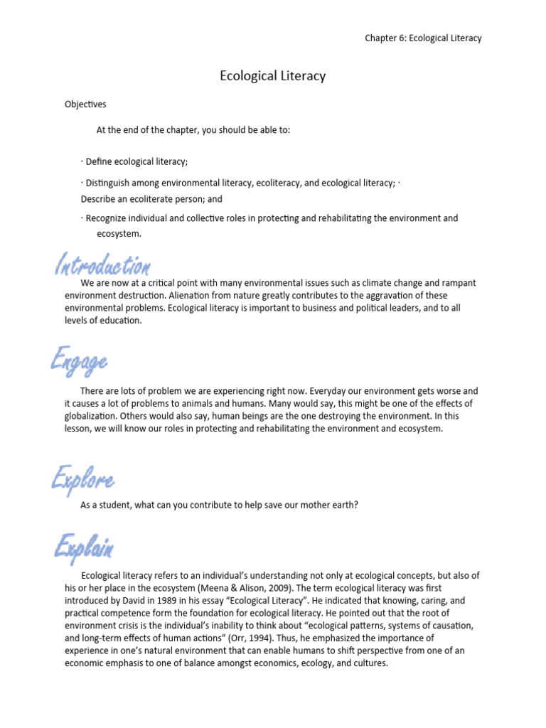 Chapter 6 Ecological Literacy | PDF