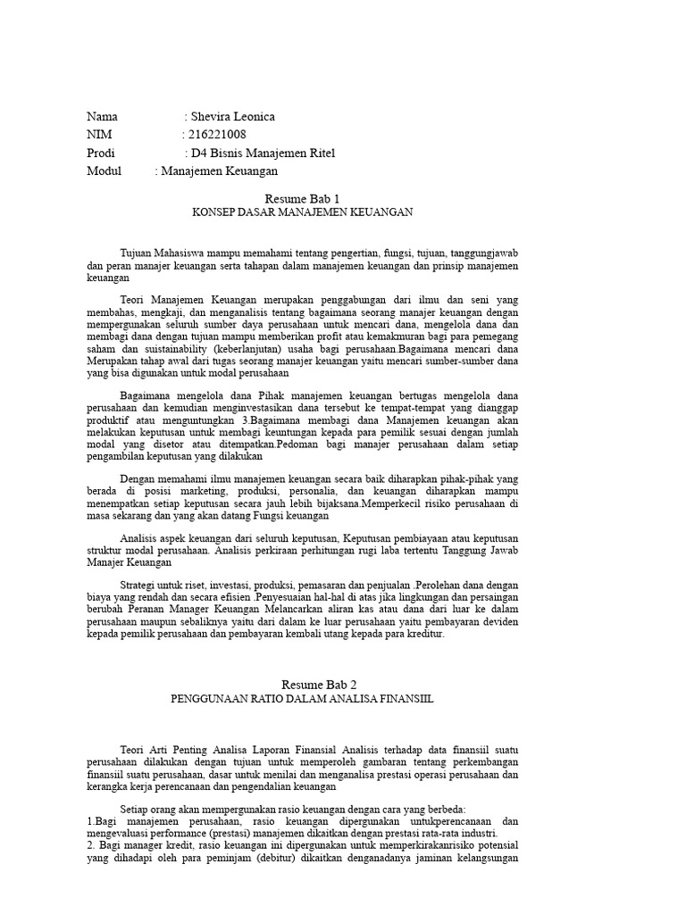 Resume Bab1,2 (Shevira Leonica) | PDF