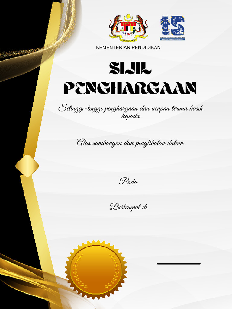 Contoh Sijil Penghargaan | PDF