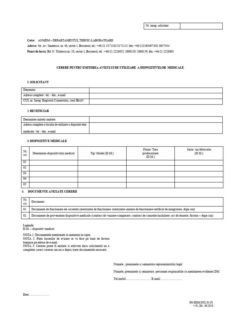 Cerere Emitere Aviz Utilizare DM | PDF