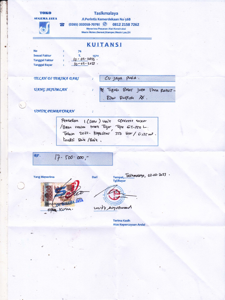 Invoice Concrete Mixer | PDF