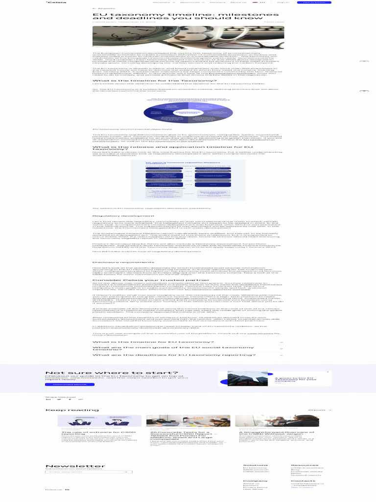 EU Taxonomy Timeline - Tables and Milestones - Celsia | PDF