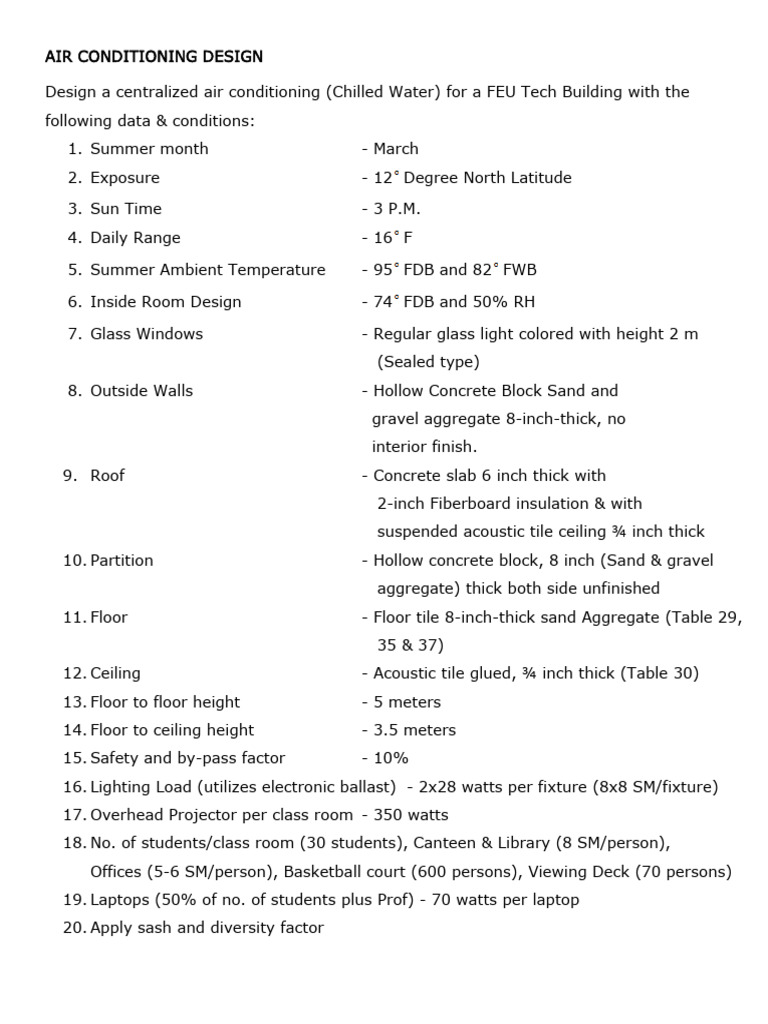 FEU Tech Building AC Design Report | PDF | Duct (Flow) | Air Conditioning