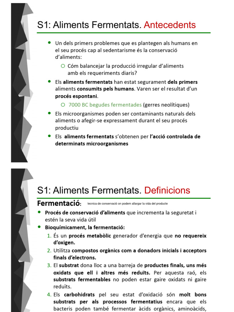 S1-Tema 1. Aliments fermentats-v2 | PDF