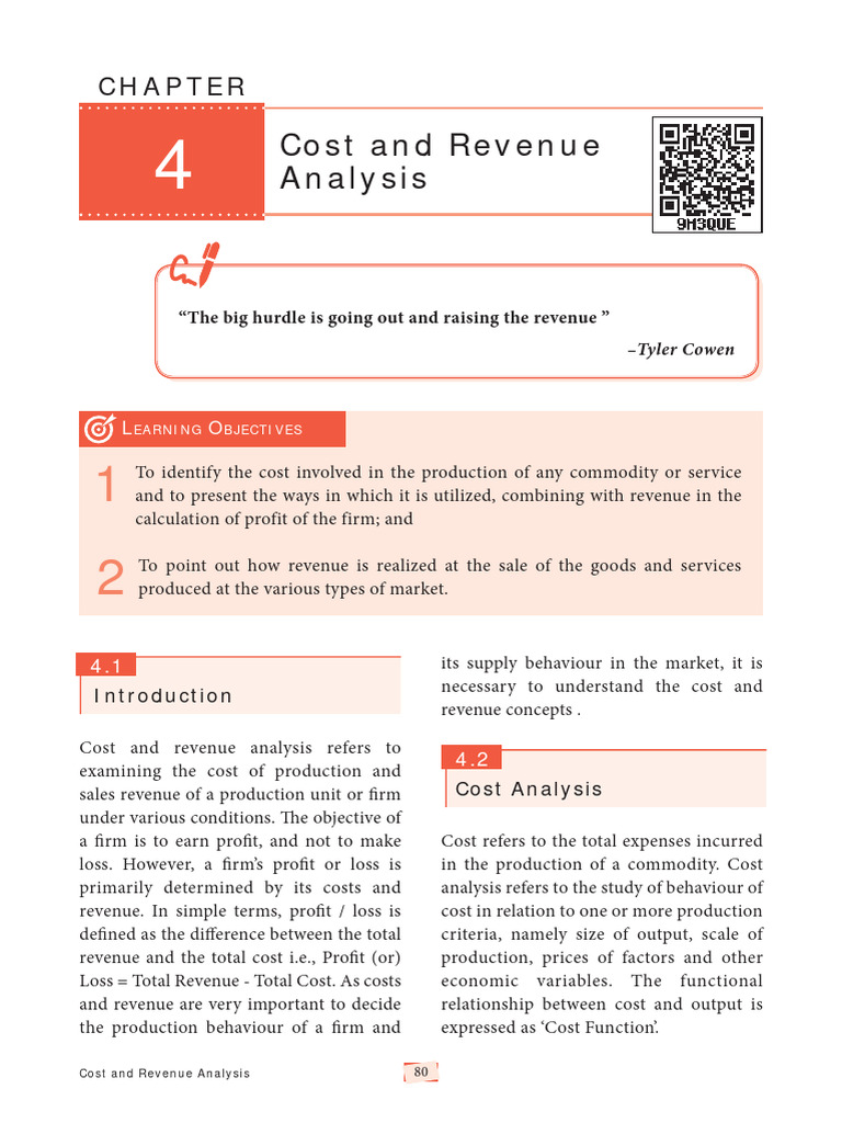 04 Cost and Revenue Analysis | PDF