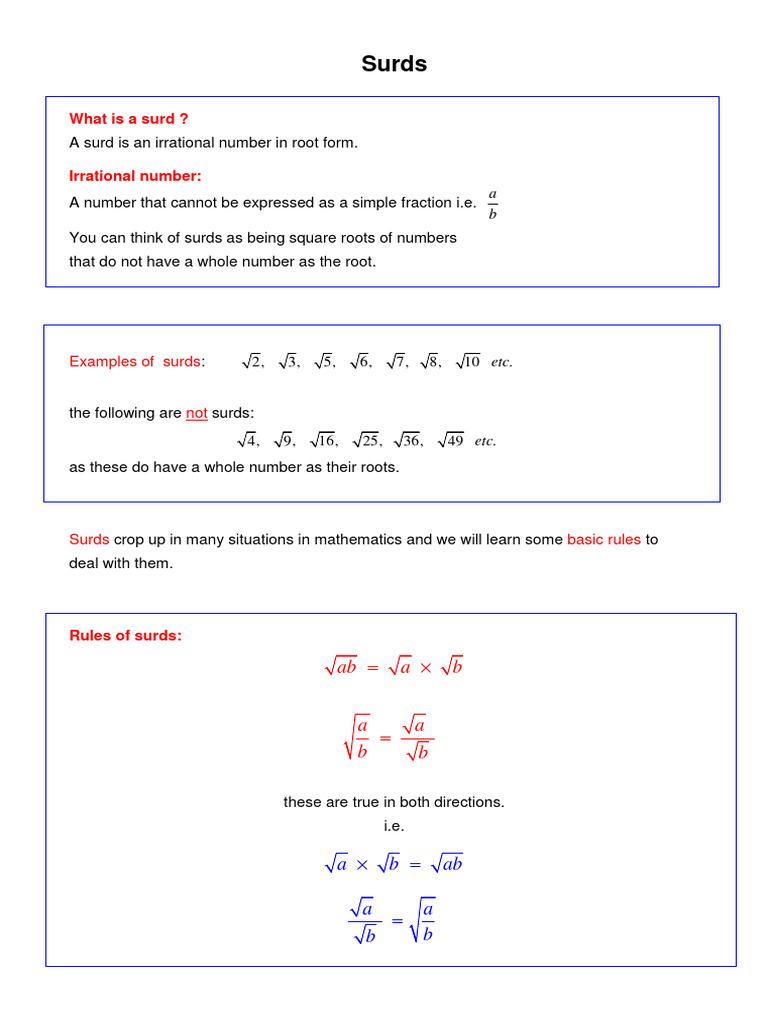 Surds Notes | PDF