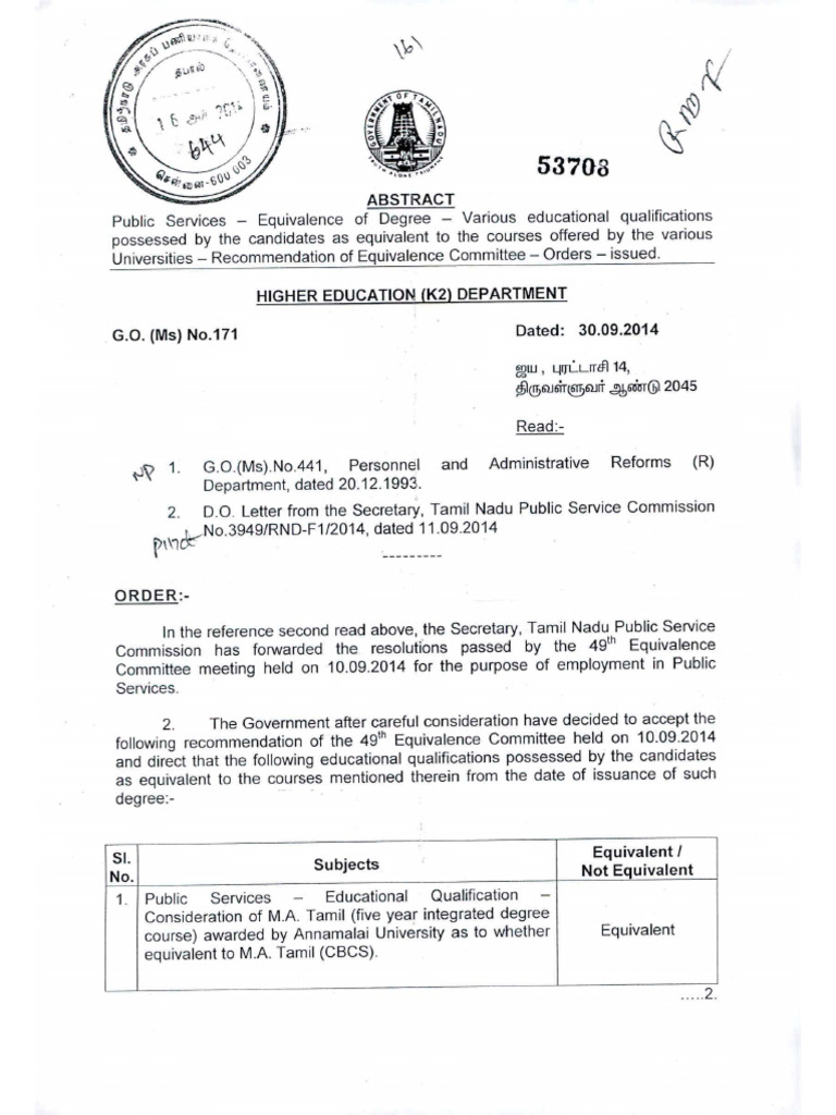 Degree Equivalence for Public Services | PDF